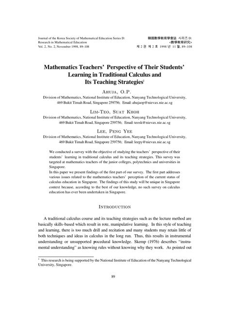 Pdf Mathematics Teachers Perspective Of Their Students Learning In