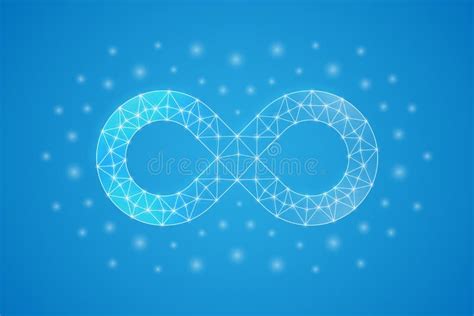 Infinity Low Poly Symbol With White Connected Dots 3d Geometric Polygonal Endlessness Forever