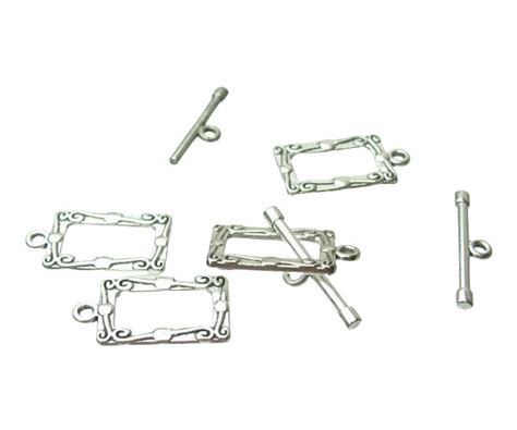 Antique Silver Toned Rectangle Toggle Clasp Approx10 Clasps My Beads
