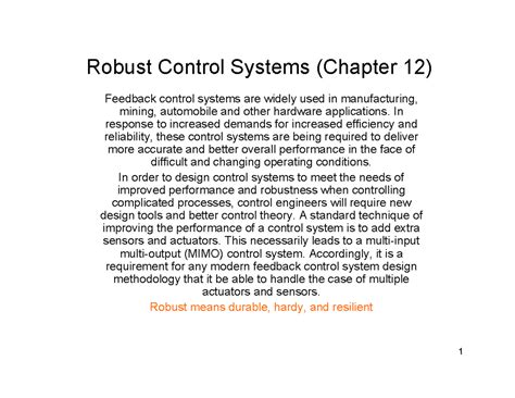 Fundamental Of Contorl Systems Lec 05 Robust Control Systems Chapter 12 Feedback Control