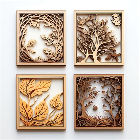 Premium Photo A Set Frame Of Laser Etched Wooden Paper Resembling