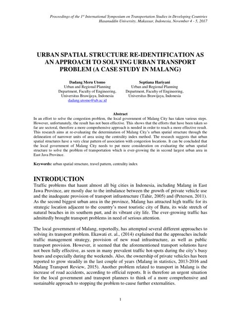 Pdf Urban Spatial Structure Re Identification As An Approach To Solving Urban Transport