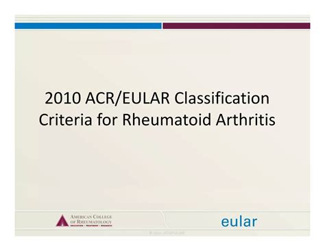2010 Acr Eular Criteria For Ra Pdf