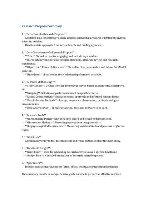 Research Proposal Summary Pdf