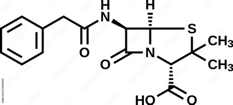 Benzylpenicillin Structural Formula Penicillin G Vector Illustration