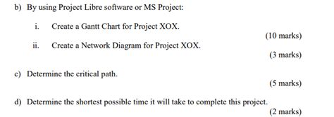 Solved B By Using Project Libre Software Or Ms Project I