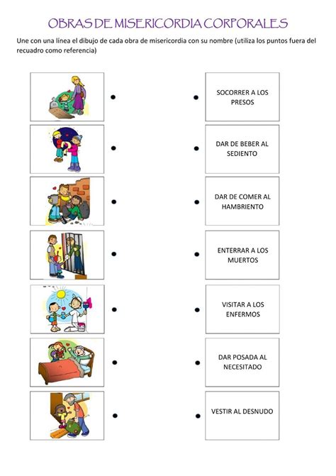 Obras De Misericordia Corporales Worksheet Catholic Religious