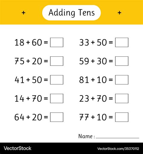 Adding Tens Worksheets Adding Multiples Of Ten To A Two Digit Number