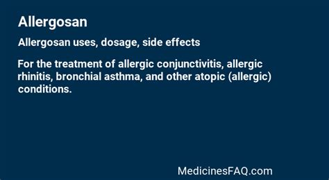 Allergosan Uses Dosage Side Effects Food Interaction And Faq