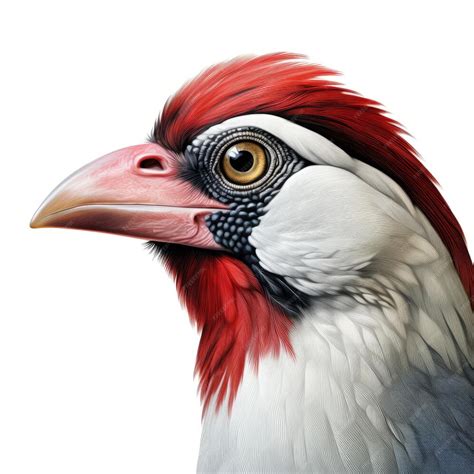 Premium Ai Image Realistic Red And White Bird Head Drawing With