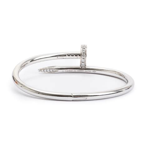 Cartier 18k White Gold Juste Un Clou Diamond Bracelet Size 15 Olivers