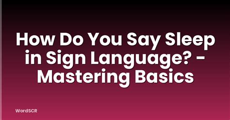 How Do You Say Sleep In Sign Language Mastering Basics Wordscr
