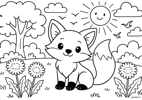 Kleiner Fuchs Auf Einer Lichtung Ausmalbilder Von Fuchs Zum Ausmalen