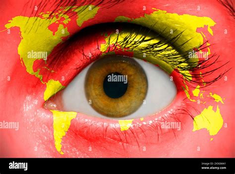 Eye In World Map Composite Image This Could Represent An Awareness Of Global Issues Stock