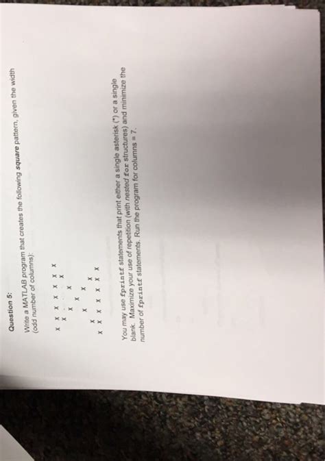Solved Question 5 Write A Matlab Program That Creates The
