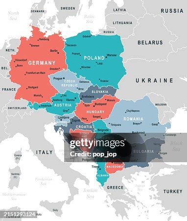 Central Europe Map Vector Colored Map Of Central Europe High Res Vector