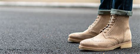 Mens Wingtip Boot In Tan Dune Suede Thursday Boot Company