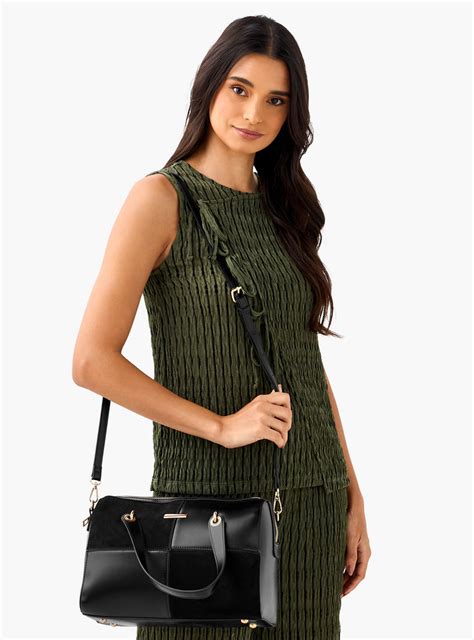 Buy Sasha Panelled Tote Bag With Detachable Strap And Zip Closure