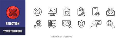 Rejection Icon Set Linear Style Vector Stock Vector Royalty Free
