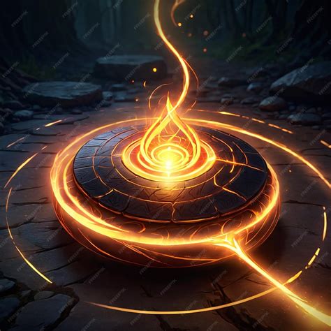 Glowing Fire Magic Circle Rune Concept Art Premium Ai Generated Image