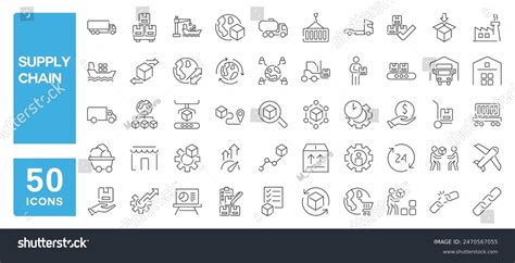 Set 50 Line Icons Related Supply Stock Vector Royalty Free 2470567055