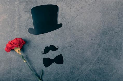 Concepto Del Día Del Padre Feliz Sombrero Bigote Y Lazo De Corbata Con