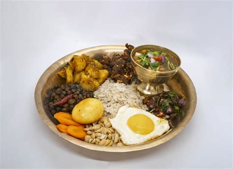 Newari Khaja Set Typical Nepali Thali With Rice Flakes Choyila Eggs