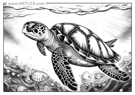 Sea Turtle Coloring Page Realistic