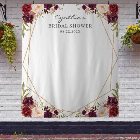 Buy Burgundy Floral Geometric Bridal Shower Customized Vinyl Flex Print