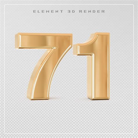 Premium Psd 71 Number Golden 3d Render