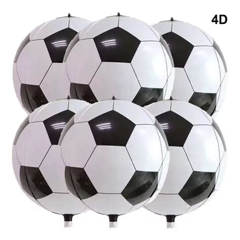 Kit 5 Balão Futebol Bola 22pol Metalizado Centro De Mesa 4d