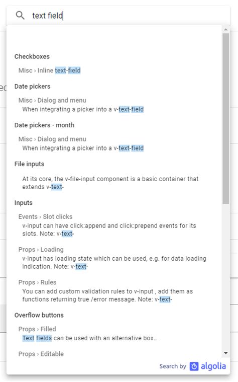 Documentation Search Bar Is Inefficient Issue Vuetifyjs Vuetify GitHub