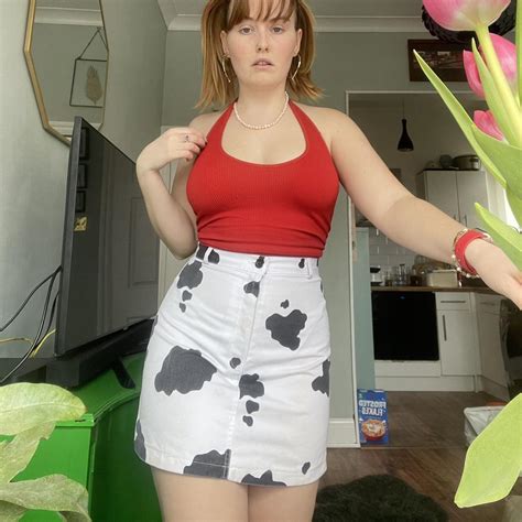 Cow Print Mini Skirt Depop