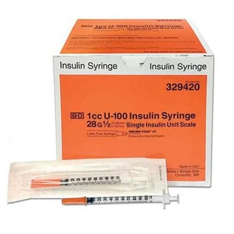 Micro Fine Iv Syringe Needle Insulin 1cc 28gx1 2 U 100 Conventional