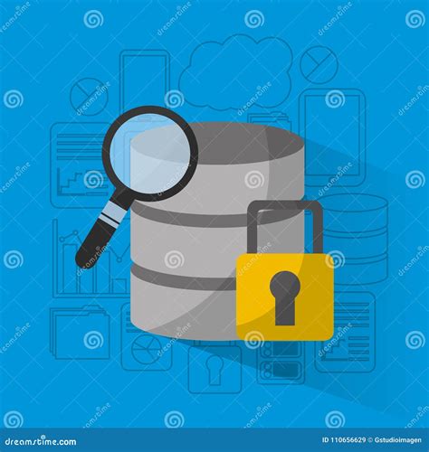 Data Base Storage Security Analysis Search Stock Vector Illustration
