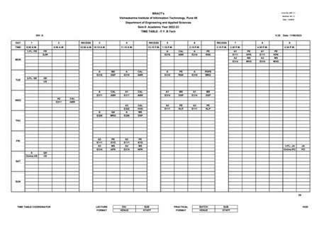 Class Time Table Be Apdf