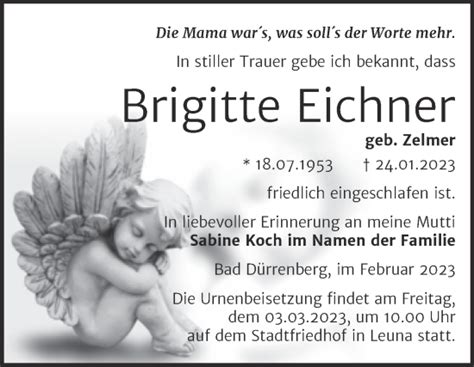 Traueranzeigen Von Brigitte Eichner Abschied Nehmende