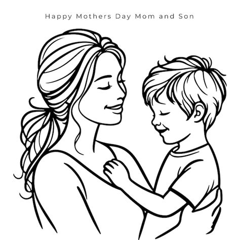 Un Dessin Dune Mère Et De Son Fils Avec Une Mère Et Un Fils Happy
