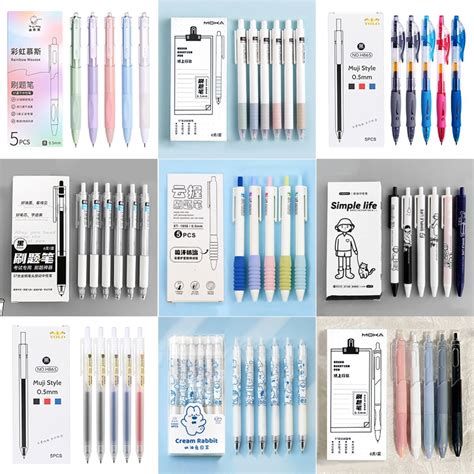 5 6pens Set Black Ink Gel Pen Ballpoint Pens 0 5mm Collapsible Pen Shopee Malaysia