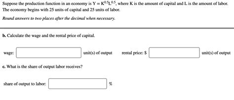 Solved Suppose The Production Function In An Economy Is Y