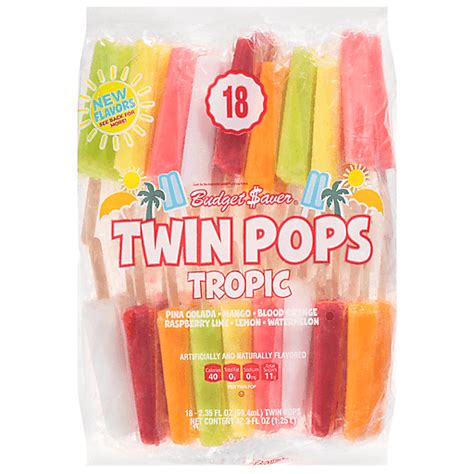 Budget Saver Twin Pops Tropic 18 Ea Bars And Popsicles Pic N Sav