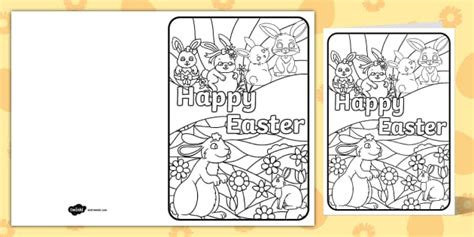 Rabbit Easter Colouring Card