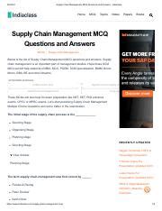 Master Supply Chain Management Essential MCQs For Success Course Hero