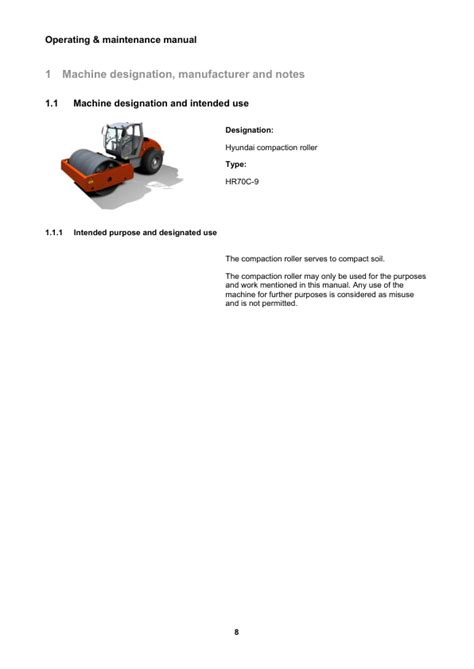 Hyundai Hr70c 9 Tier4f Compaction Roller Operation Service Manual
