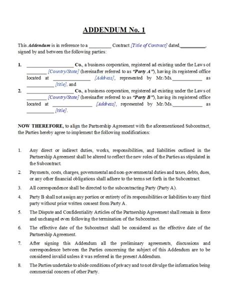 Addendum Contract Directory