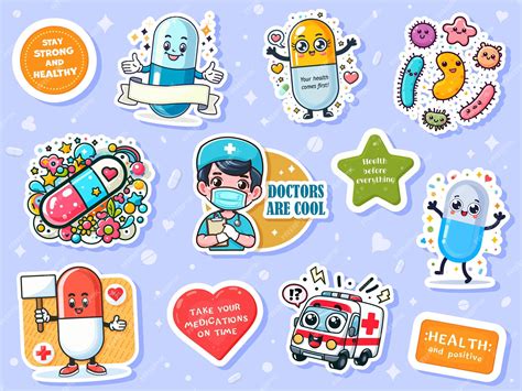 Premium Vector A Collection Of Cute Healthcarethemed Stickers