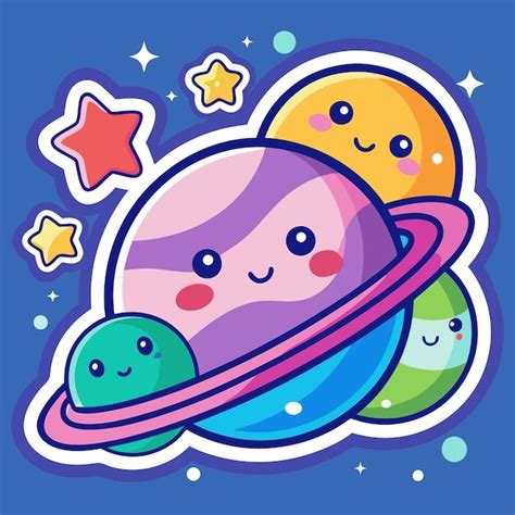 Colorful Planet Stickers Premium Ai Generated Vector