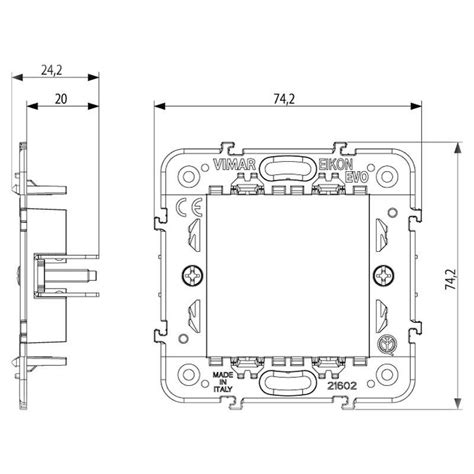 Vimar Eikon Frame With Jaws 2 Modules For Recessed Boxes
