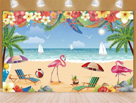 Summer Party Backdrop Tropical Pool Surfboard Sunshine