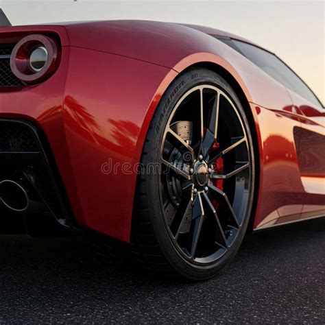 Red Sports Car Rear Wheel And Body Detail Stock Illustration
